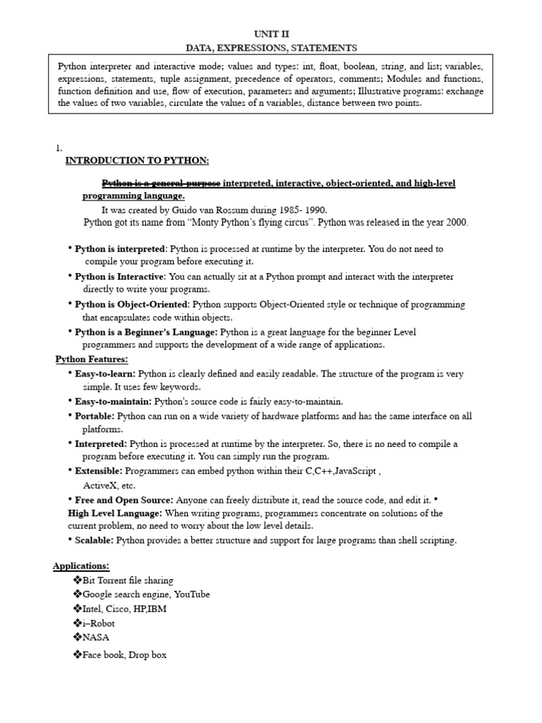DATA, EXPRESSIONS, STATEMENTS | PDF | Parameter (Computer Programming ...