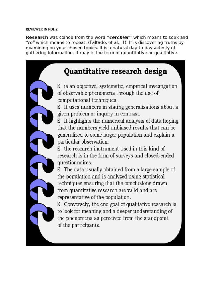 Reviewer in Rdl 2 | PDF | Statistics | Quantitative Research