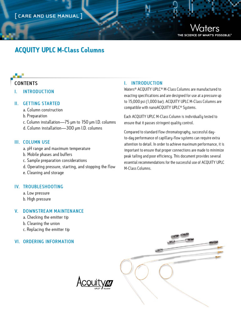 Acquity UPLC M-Class Column Care Guide | PDF | High Performance Liquid ...