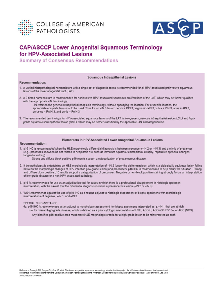 HPV-Associated Anogenital Lesion Guidelines | PDF | Biopsy | Carcinoma
