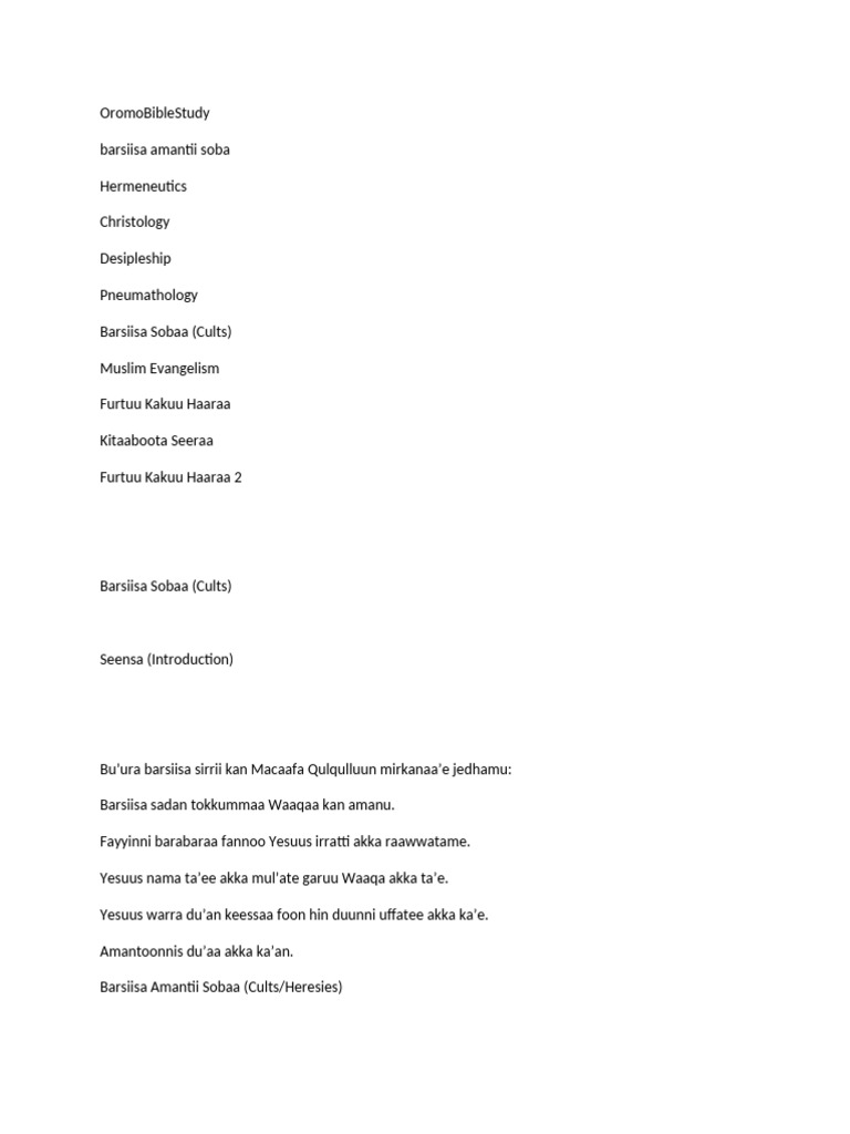 Barsiisa Sobaa | PDF