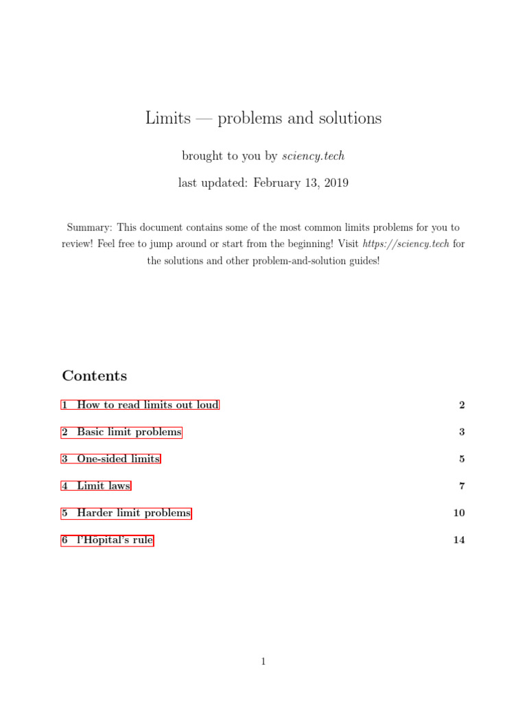 Limits - Problems and Solutions | PDF | Analysis | Complex Analysis