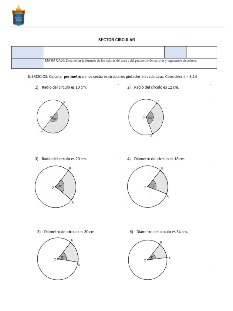 Guia de Ejercicios Sector Circular | PDF
