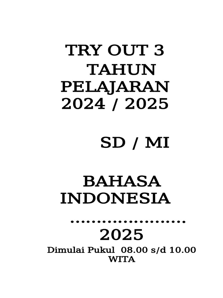 bank soal try out 3 bindo | PDF
