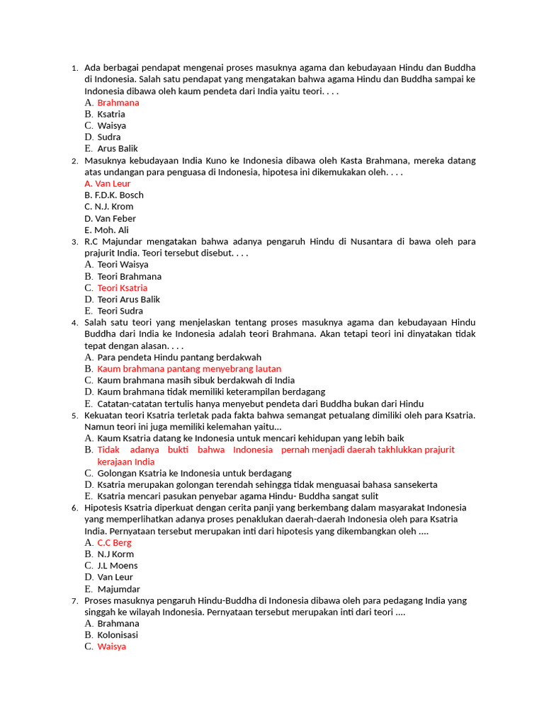 Soal UHB X SEJARAH (X1,2,3,4,5) ) | PDF