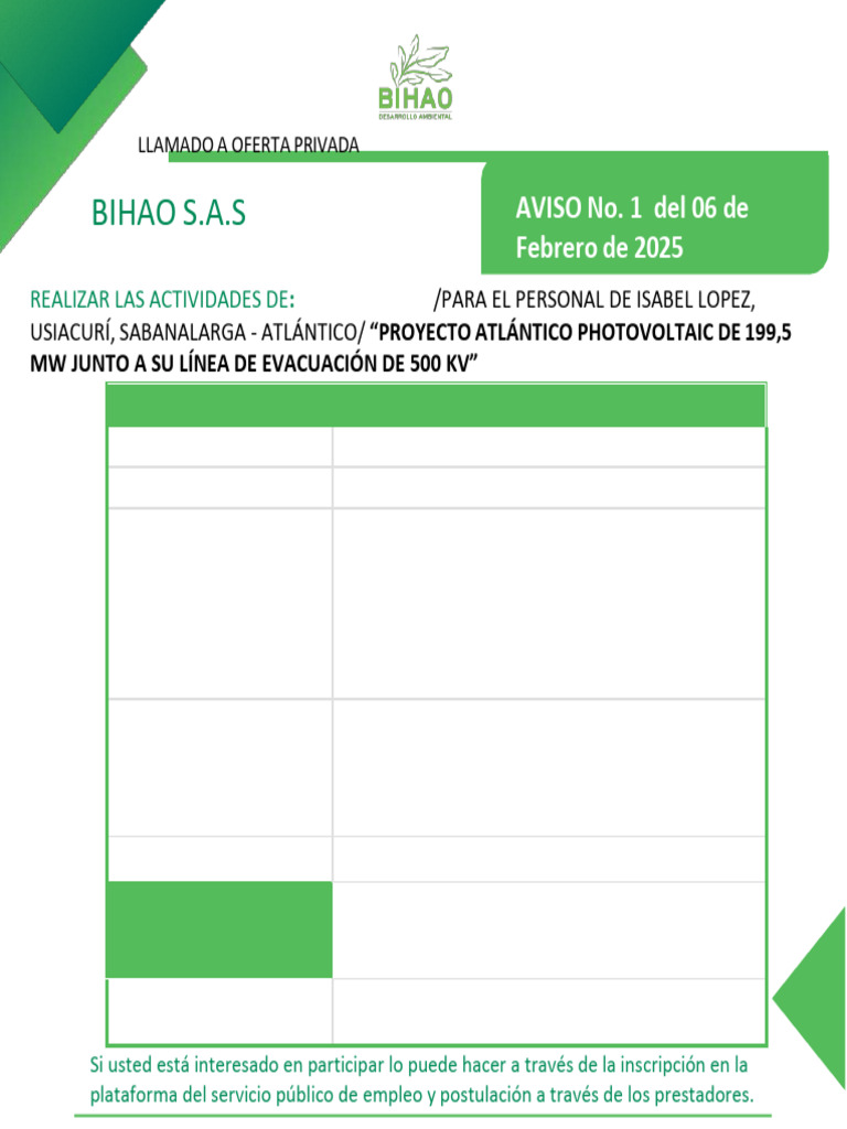 Convocatoria Conductor Bihao S.A.S 2025 | PDF