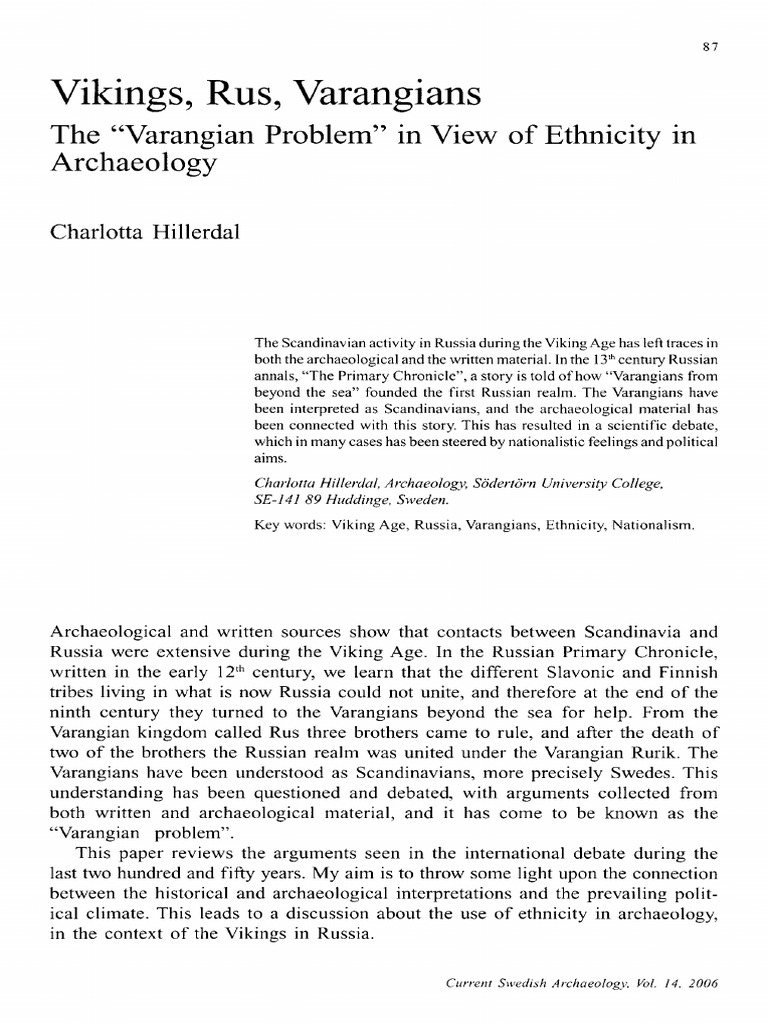 The Varangian Problem in Russian History | PDF | Vikings | Norsemen