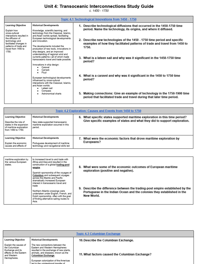 AP World History_ Unit 4 Study Guide | PDF | Slavery | Mercantilism