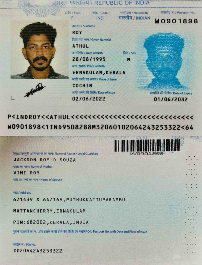 Indian Passport Details for Athul Roy | PDF