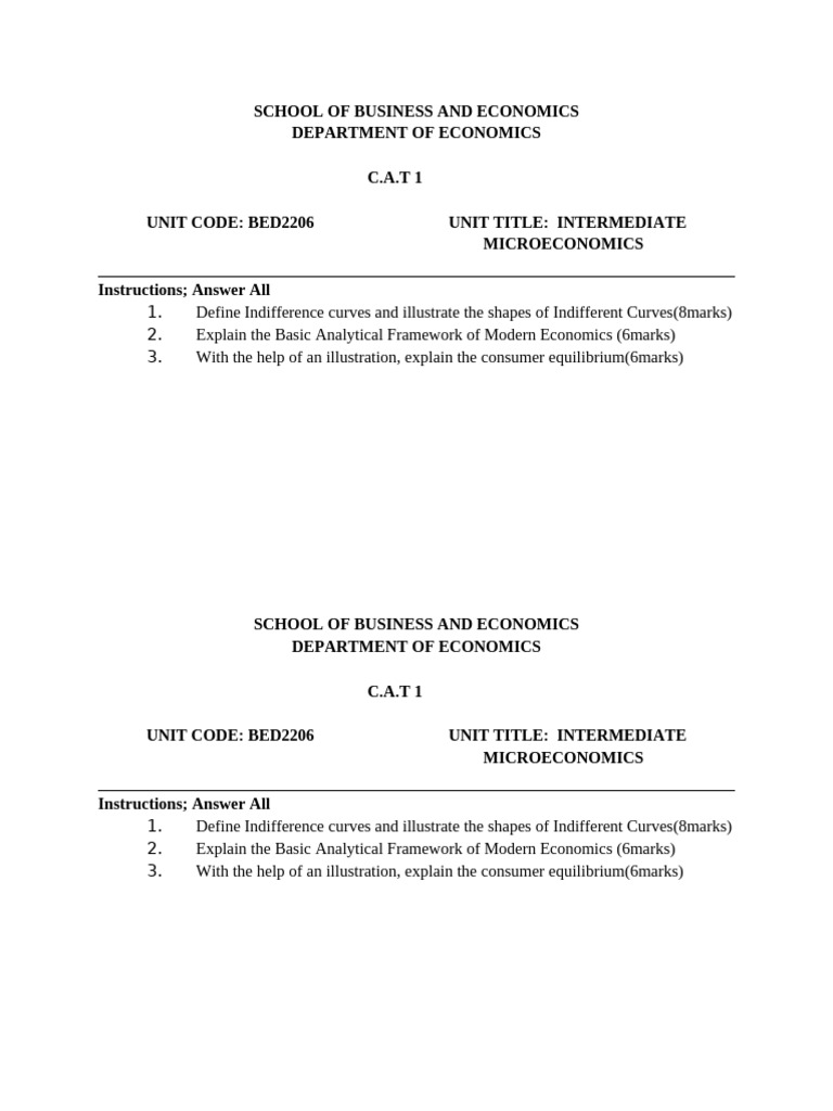 Bed2206 Intermediate Microeconomics | PDF