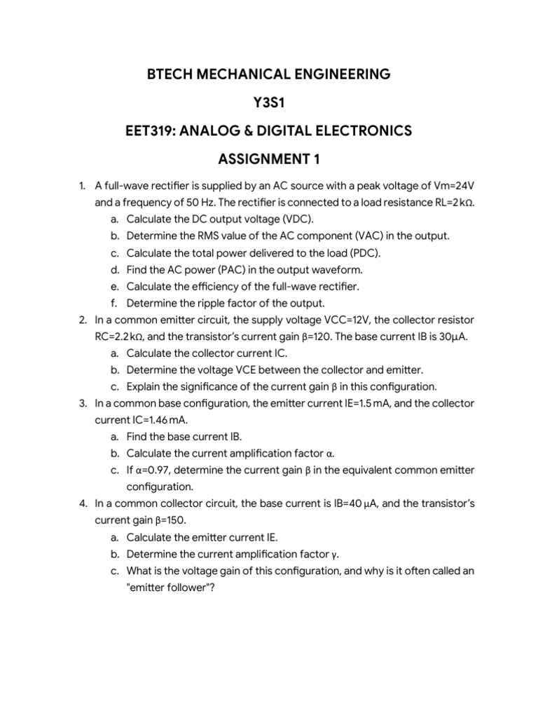 EET 319 ASSIGNMENT 1 | PDF