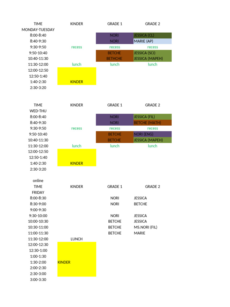 Teacher Sched | PDF
