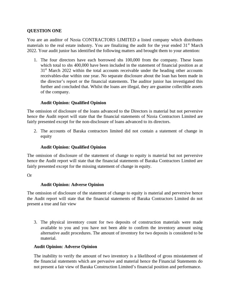 Response Auditing Questions | PDF | Auditor's Report | Audit