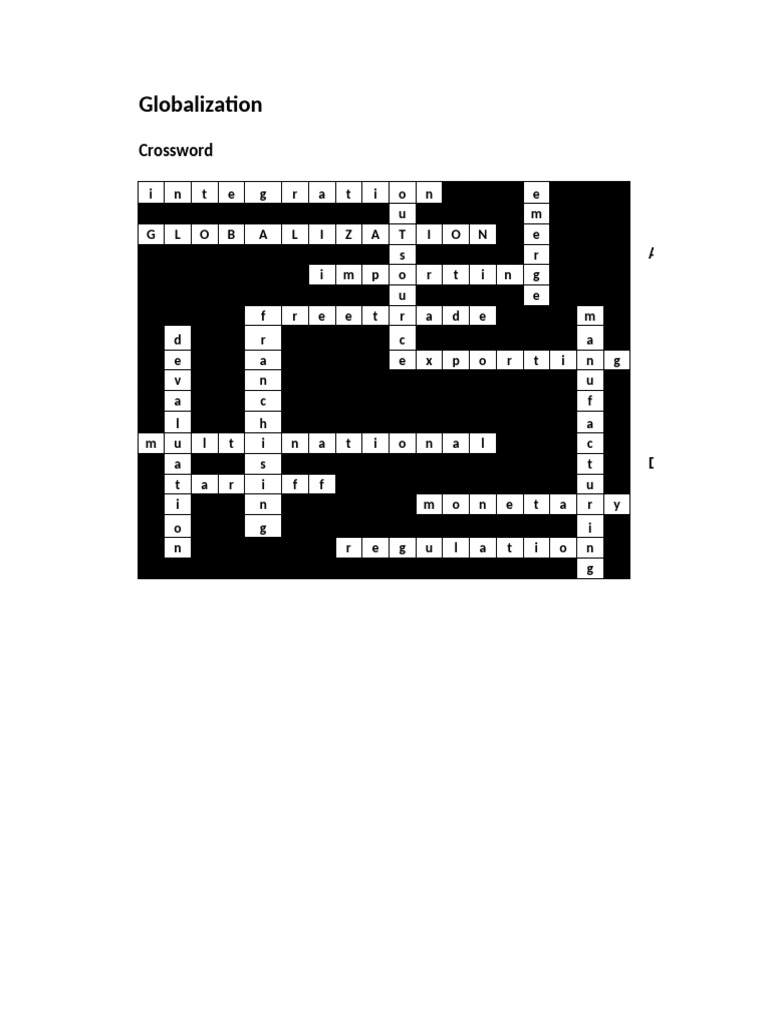 Copia de Globalization Crossword | PDF
