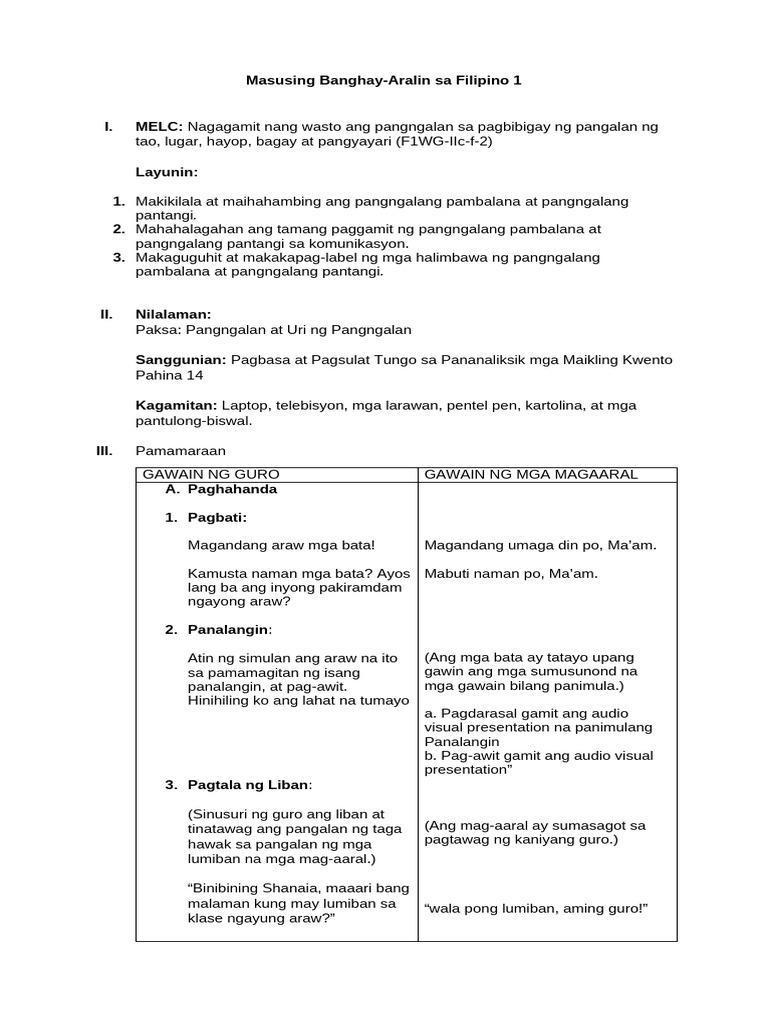 Pangngalan (Detailed Lesson Plan) | PDF