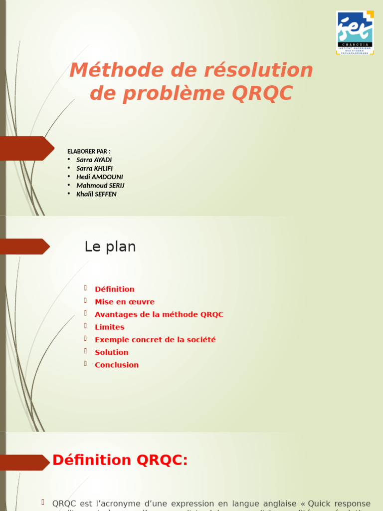 Méthode de Resolution de Probléme QRQC | PDF
