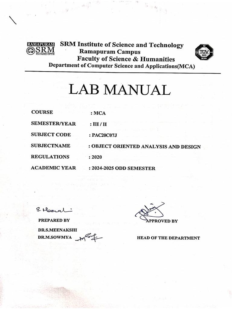 PAC20C07J- OOAD Lab manual | PDF | Class (Computer Programming) | Use Case