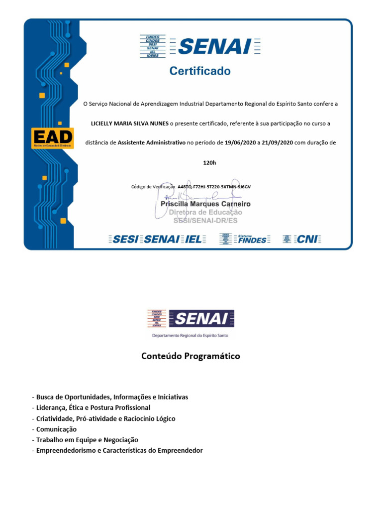Certificado SENAI | PDF
