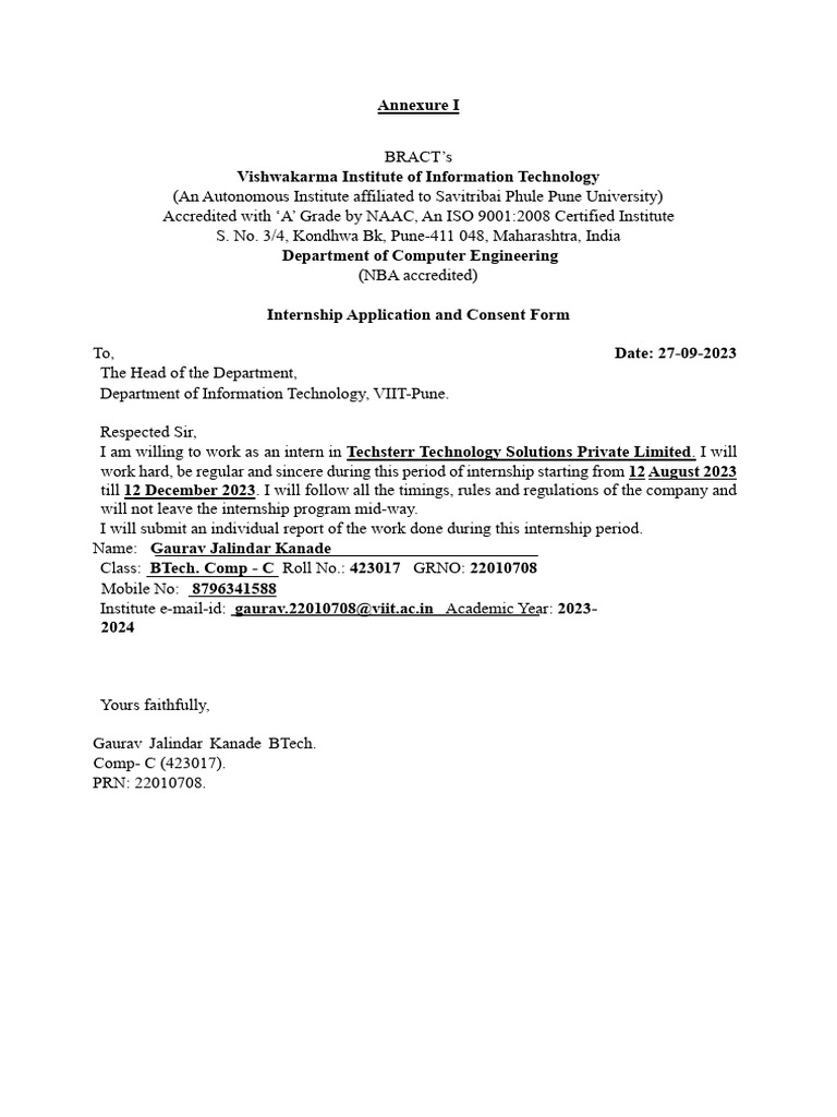 423017_Gaurav Kanade_Annexure 1 | PDF