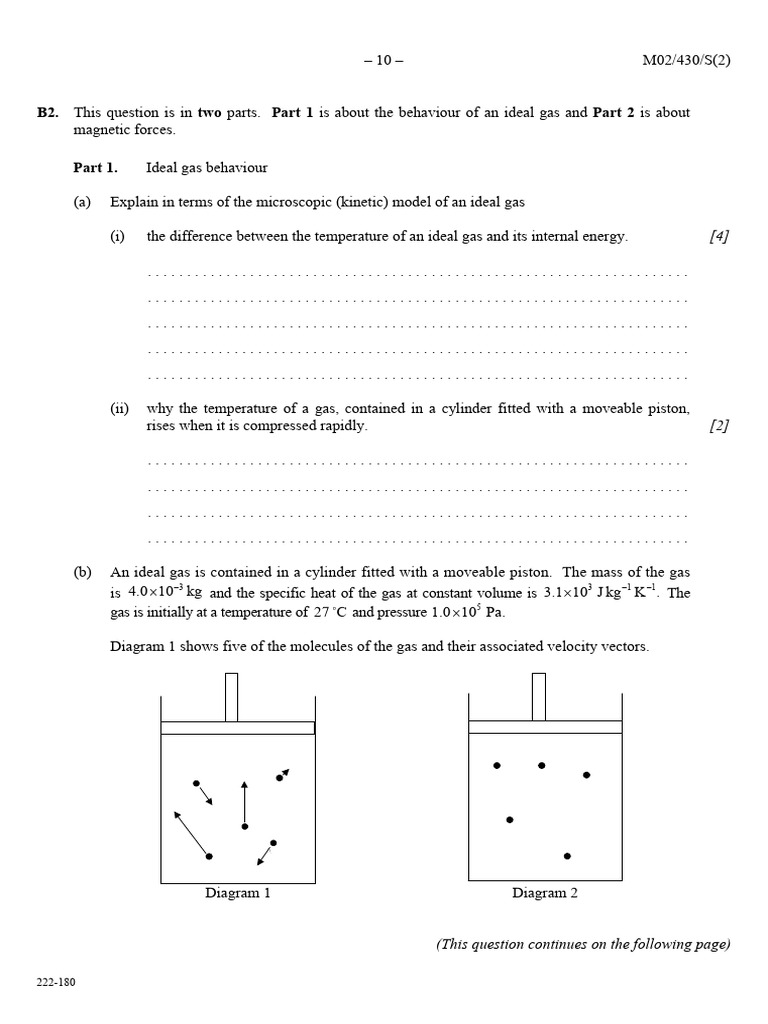 Week 22 - Physics - Assess - Modelling A Gas EXAM Question | PDF