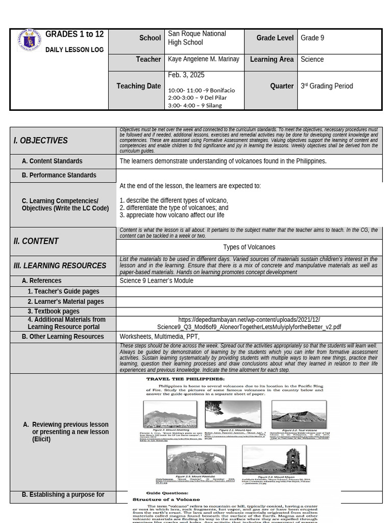 Review Day 1 ( Volcano ) | PDF | Volcano | Lava