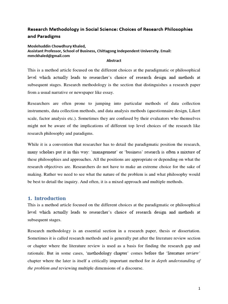 Research Methodology in Social Science C | PDF | Methodology | Positivism