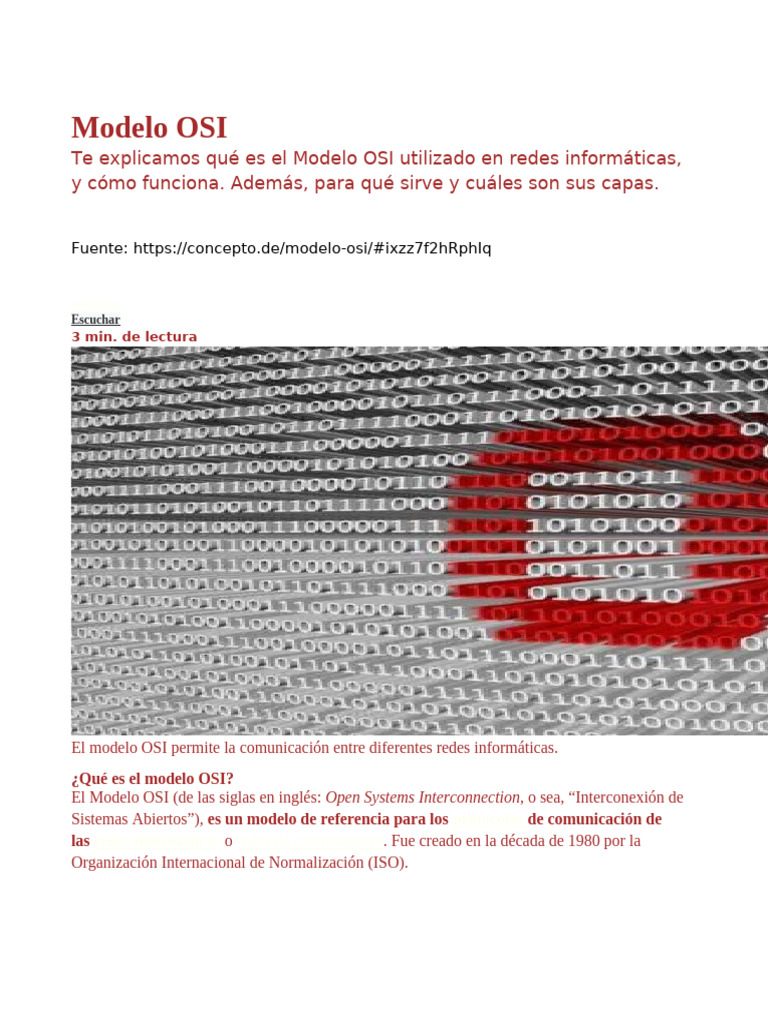 Modelo Osi y Sus Niveles | PDF | Modelo osi | Red de computadoras