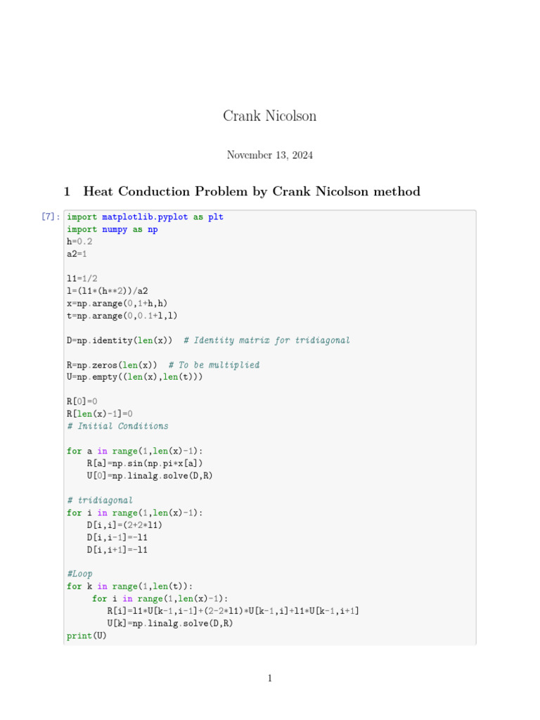Crank Nicolson | PDF | Mathematics Of Computing | Equations