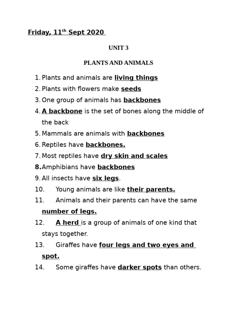 Unit 3 - Plants and Animals | PDF
