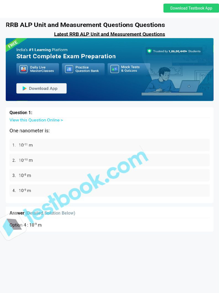 RRB Alp Unit and Measurement Questions | PDF