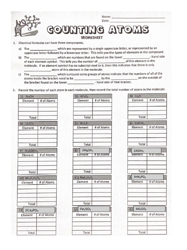 Counting Atoms Practice (Modified) | PDF