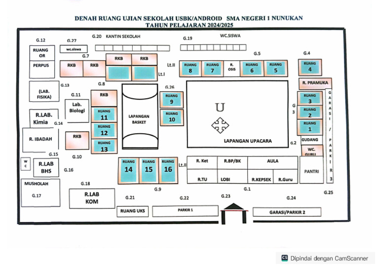 Denah Ruang Ujian Sekolah 2025 | PDF