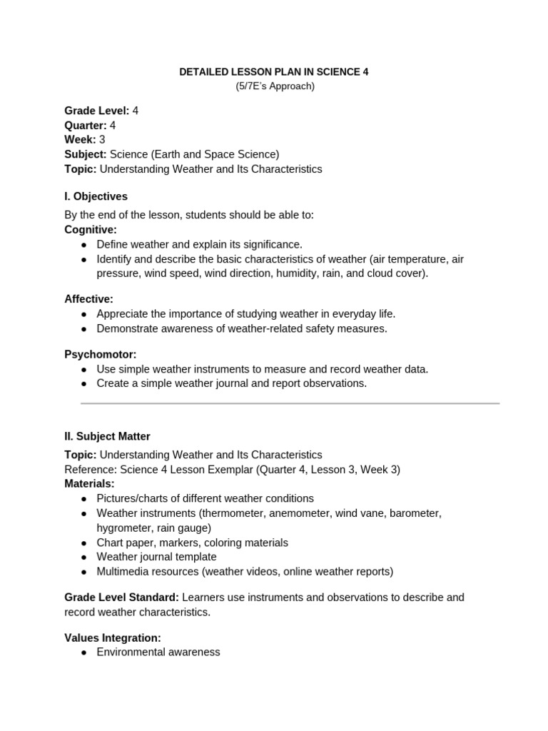 Weather Characteristics for Grade 4 | PDF | Atmosphere Of Earth | Weather