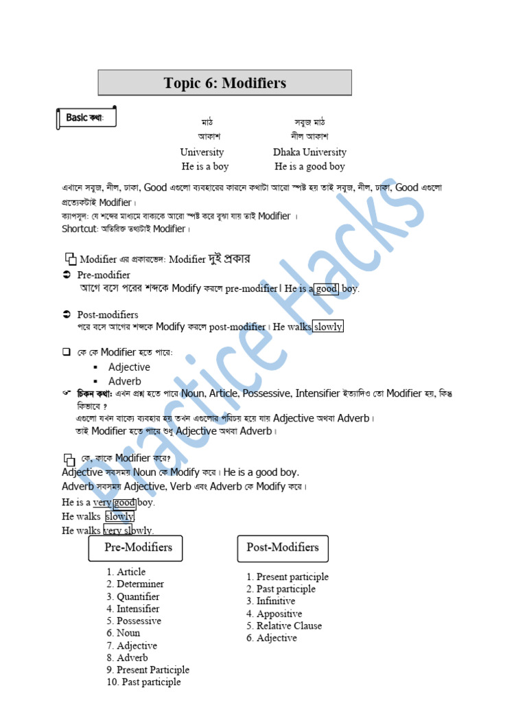 MODIFIERS | PDF | Adverb | Adjective