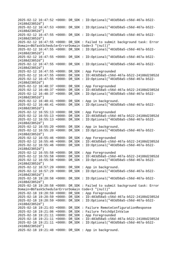 DR_SDK Background Task Errors Log | PDF