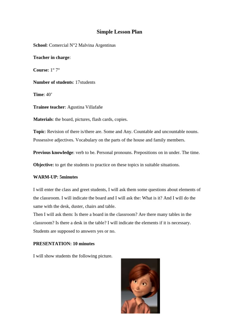 Simple Lesson Plan There Is Are | PDF | Language Mechanics | Languages