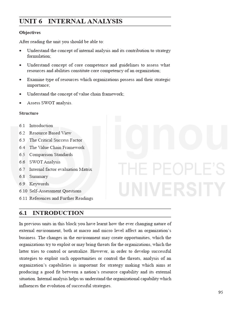 Internal Analysis for Strategic Advantage | PDF | Swot Analysis | Logistics