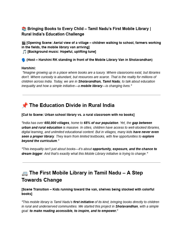 Tamil Nadu's First Mobile Library Initiative | PDF | Learning | Cognition