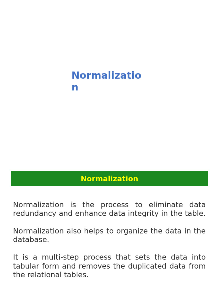 Understanding Database Normalization Levels | PDF | Information Science | Information Technology ...