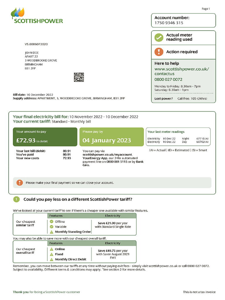 UK Bill Scottish Power | PDF