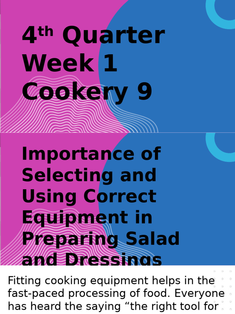 Essential Tools for Salad Preparation | PDF | Salad | Desserts