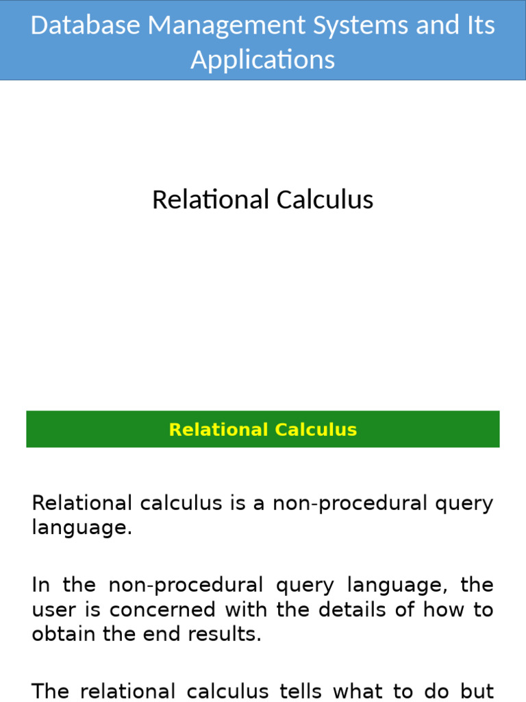 Unit II-Relational Calculus | PDF | Relational Model | Data Model