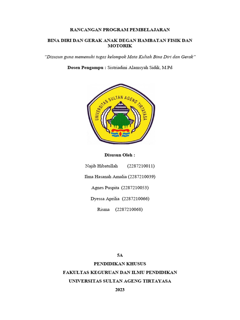 Program Bina Diri untuk Anak ABK | PDF