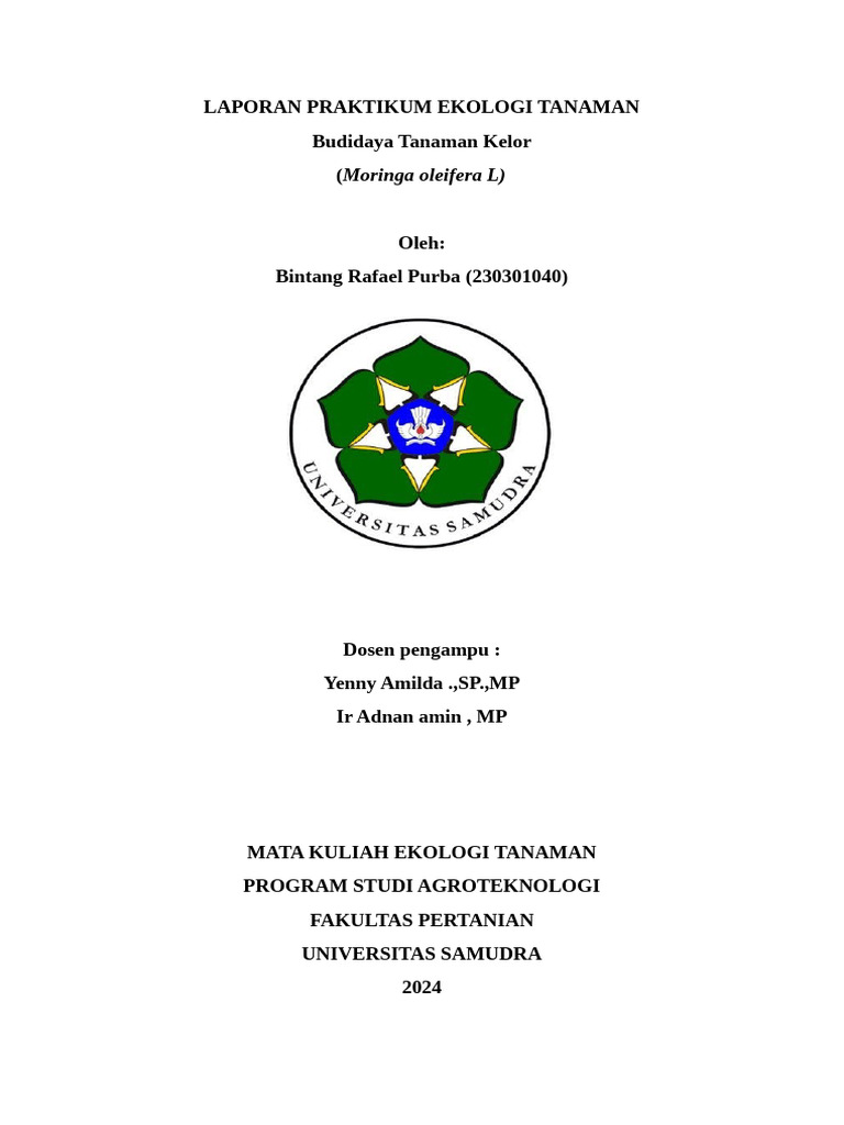 Laporan Praktikum Ekologi Tanaman | PDF