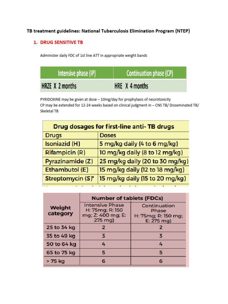 TB Treatment Guidelines Overview | PDF