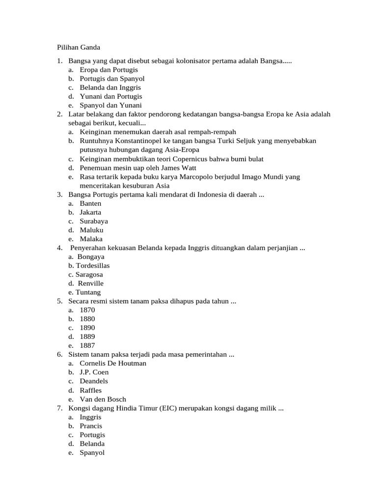 Latihan Soal Sejarah | PDF