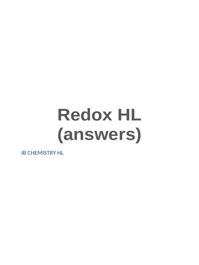 Topic 19 - Redox HL - Answers | PDF | Electrode | Redox