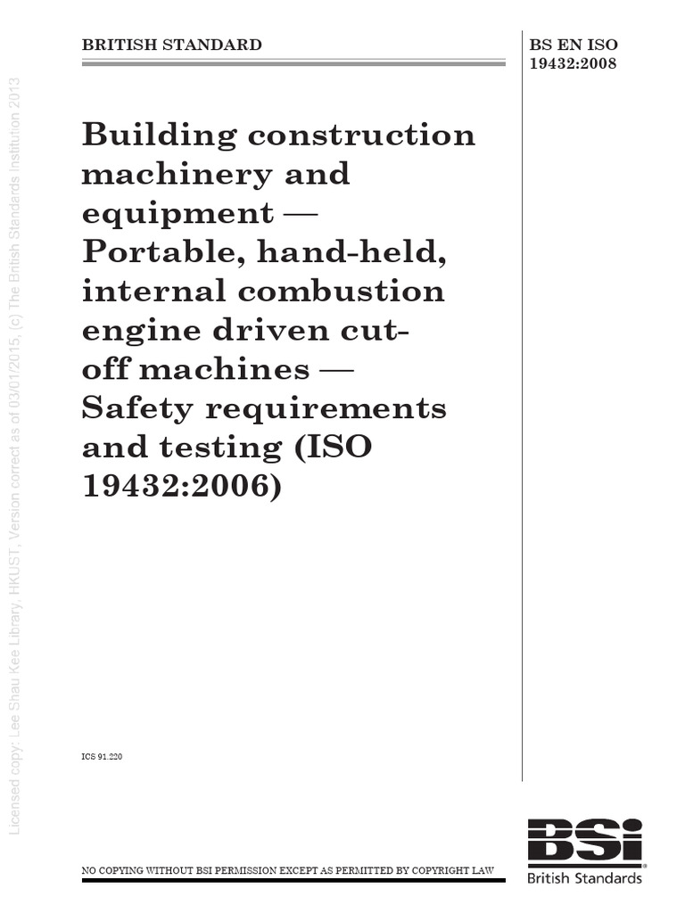 Safety Standards for Cut-Off Machines | PDF | International ...