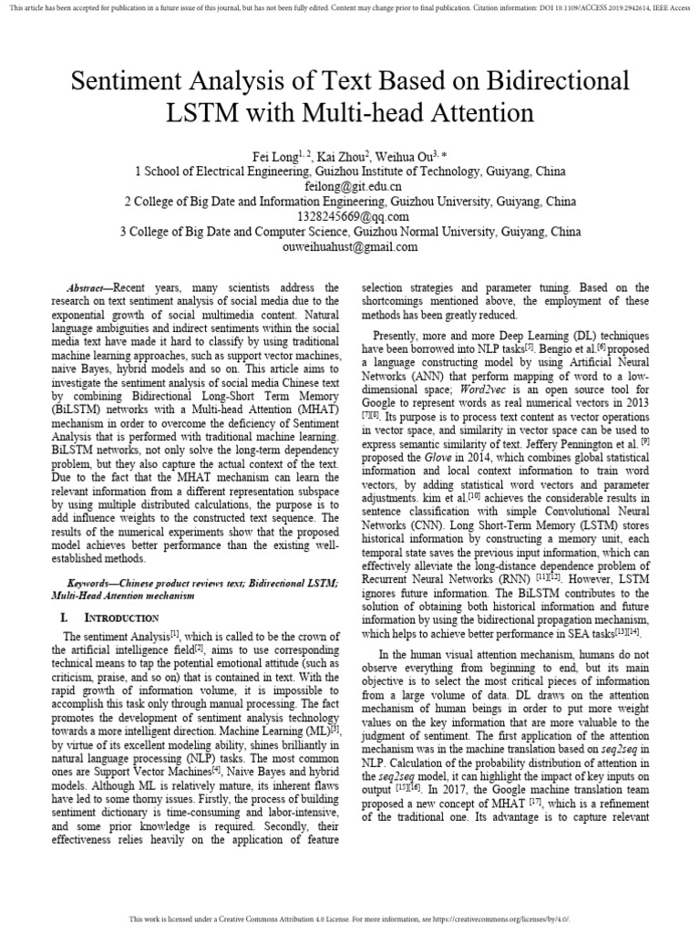 Sentiment Analysis of Text Based On Bidirectional | PDF | Information | Image Segmentation