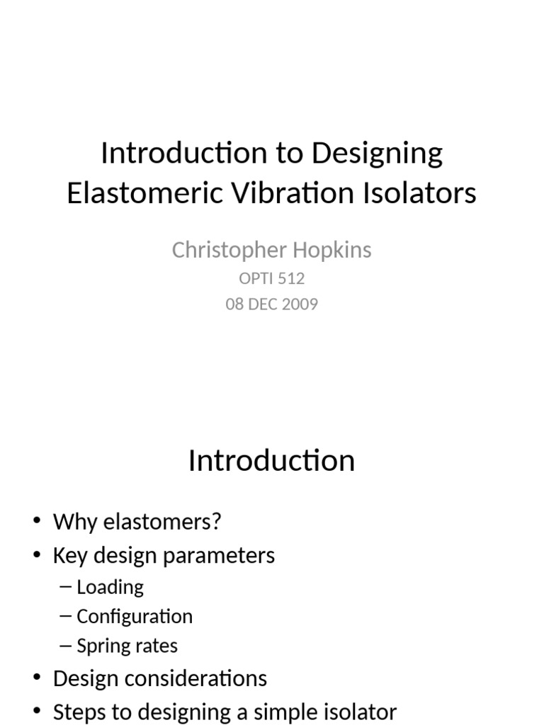 Introduction to Designing Elastomeric Vibration Isolators | PDF | Young ...